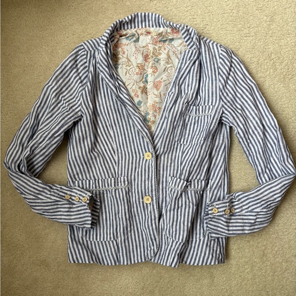 Faherty | Jackets & Coats | Faherty Blue And White Striped Linen ...